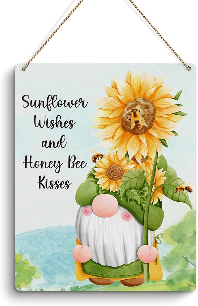 Amazon.com : Positive Sunflower Wall Door Decor, Sunflower Wishes Gnome ...