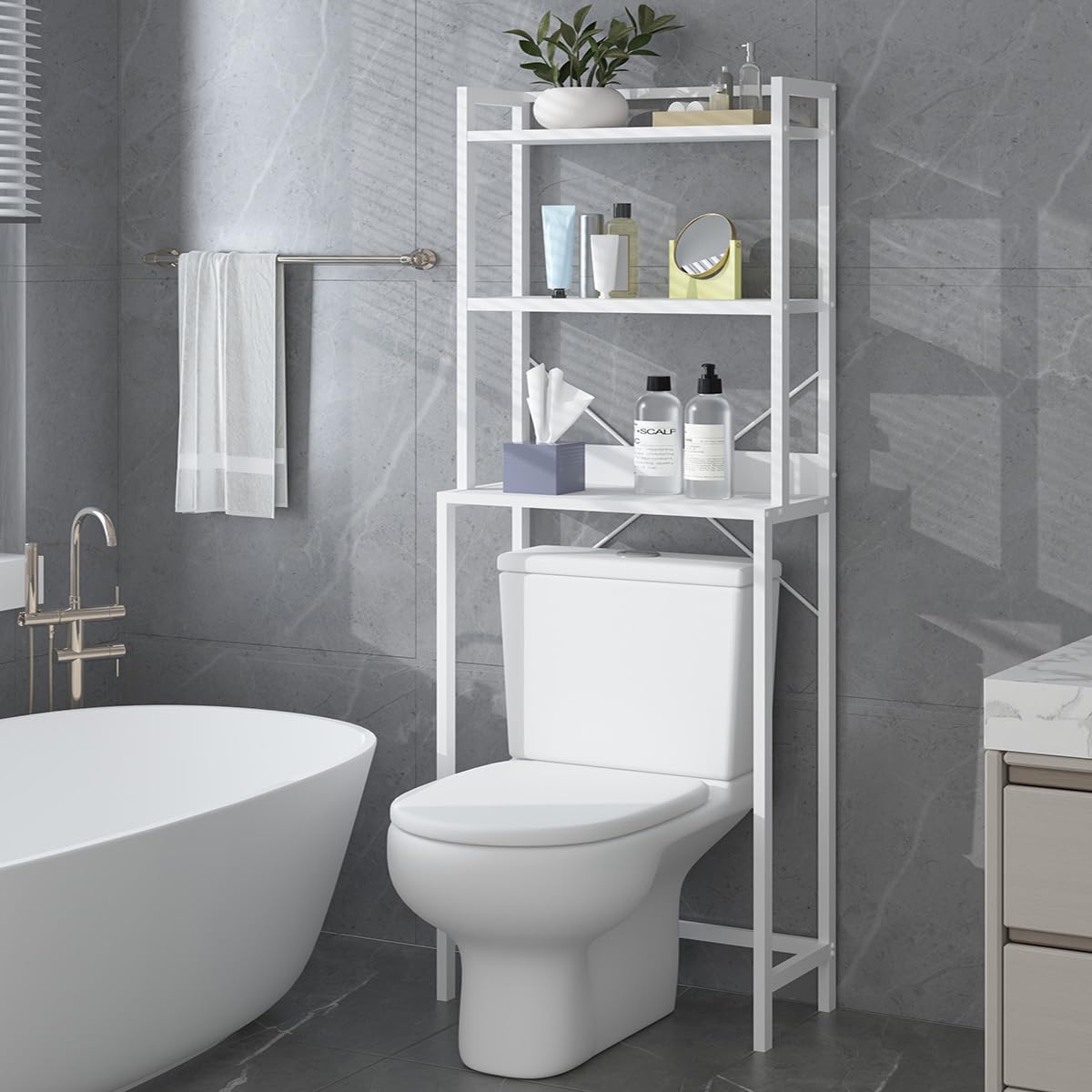 Amazon.com: Launica Over Toilet Storage Shelf, Industrial Metal ...