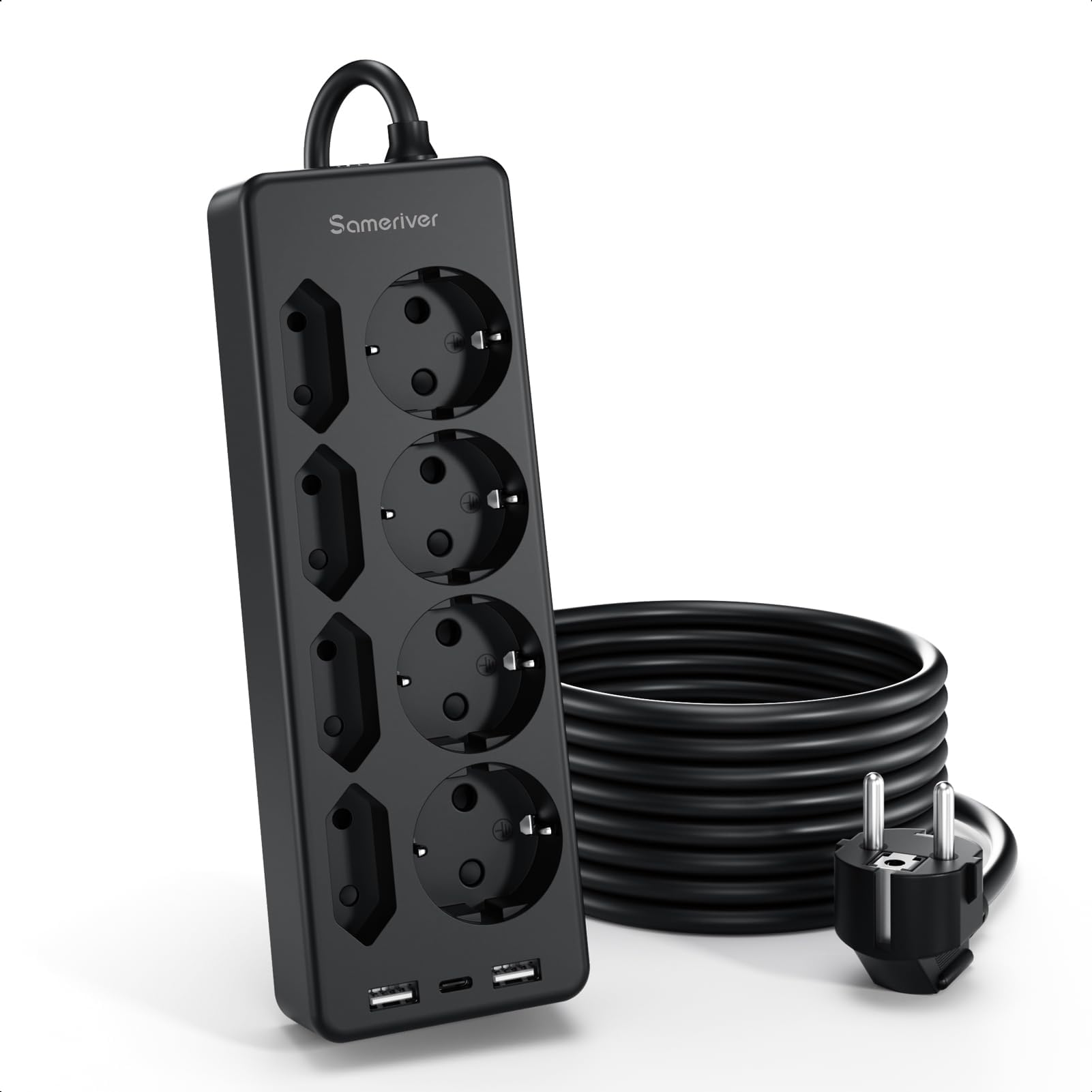 Mehrfachsteckdose 8-Fach mit Überspannungsschutz, Sameriver ...