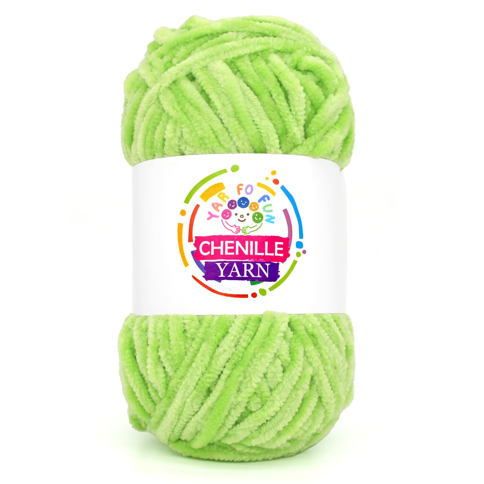 Amazon.com: 100g Velvet Chenille Yarn for Crocheting,Lime Green Fluffy ...