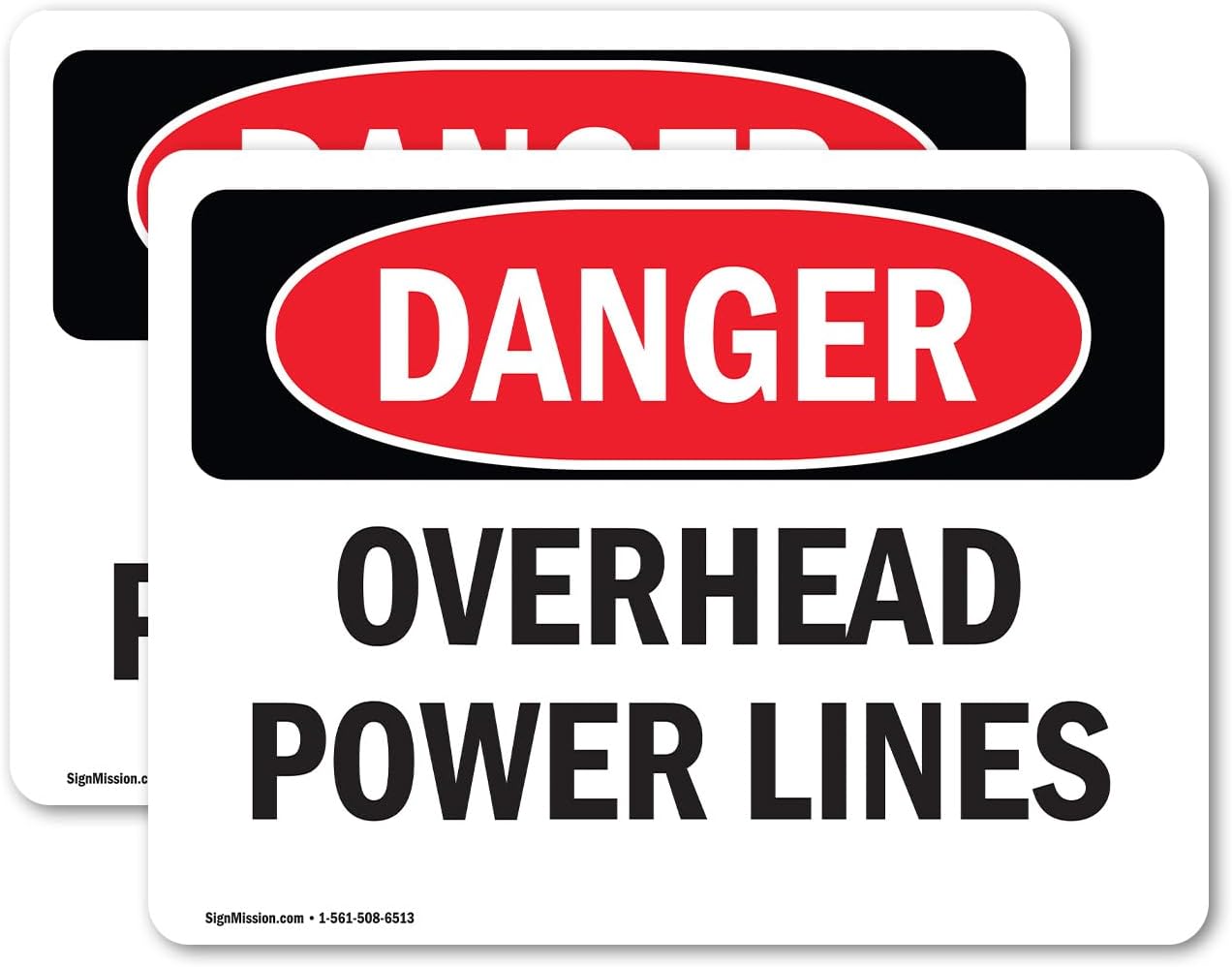 Amazon.com: (2 Pack) Overhead Power Lines OSHA Danger Sign 5 Inch X 3.5 ...