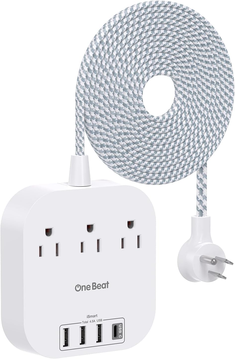 Amazon.com: Flat Plug Power Strip, 5ft Ultra Flat Extension Cord - 3 ...