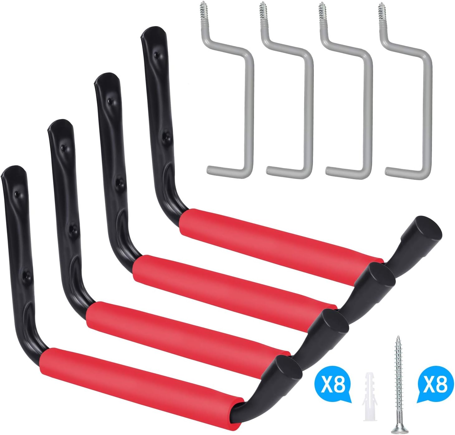 Amazon.com: Daanxw 8pcs Heavy Duty Wall Mount Hooks, Garage Storage ...