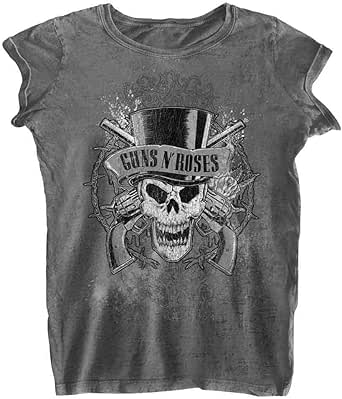 Guns N' Roses - Camiseta con logotipo de calavera desteñido oficial ...