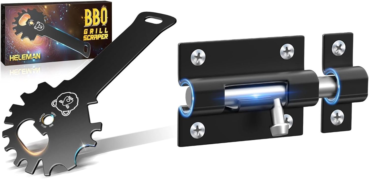 BBQ Grill Scraper+Door Lock Latch Locks Slide - Amazon.com