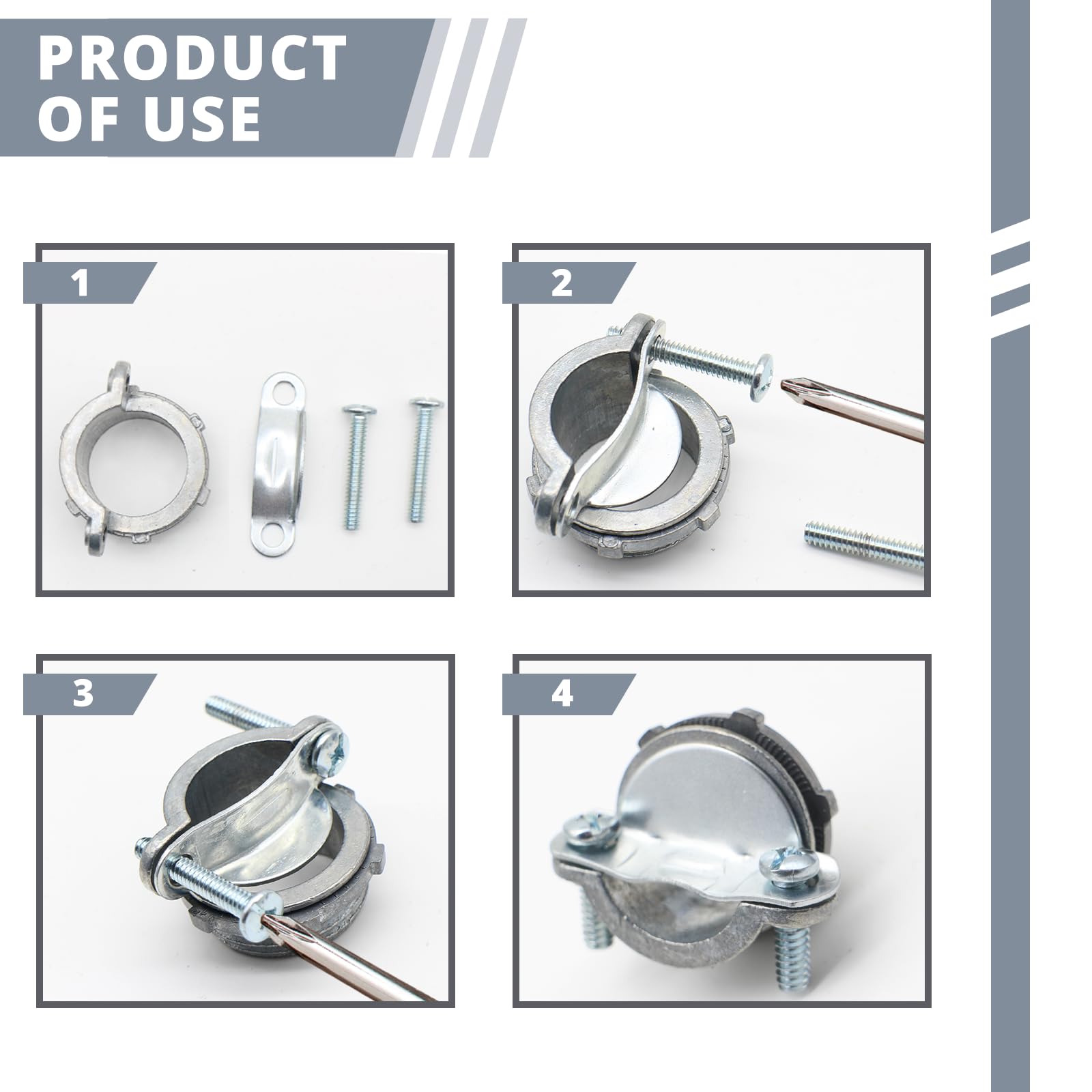 Snapklik.com : TOMSHIELE 4 Pack 1 Inch Clamp Cable Connector Fittings