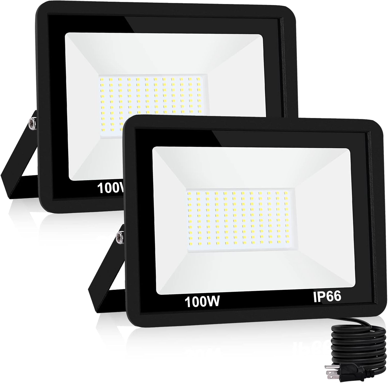 100W Flood Light Outdoor, 10000lm LED Flood Light IP66 Waterproof Plug ...