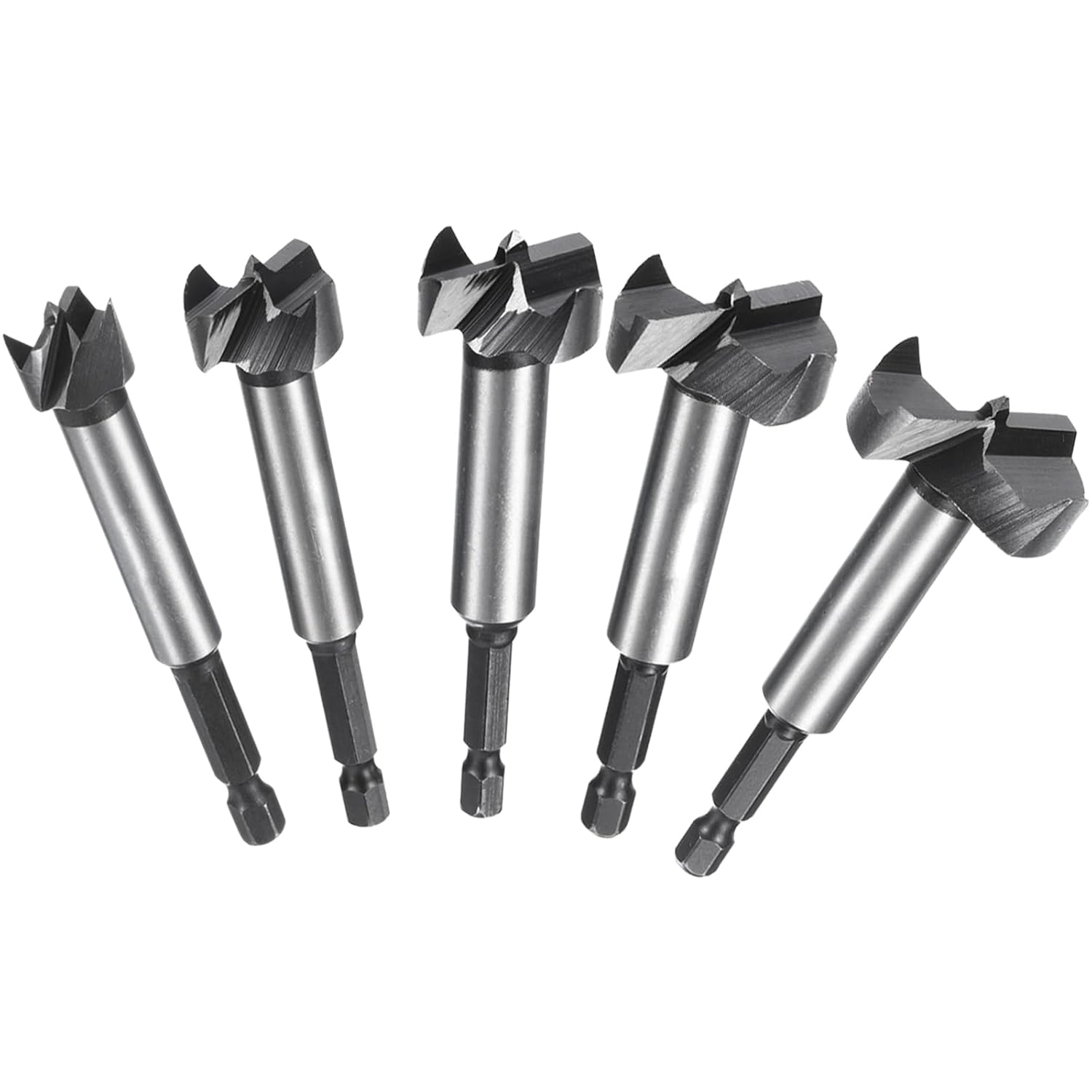 5 Pcs Forstner Drill Bit Set,Carbon Steel Multi-Tooth Flat Wing Wood ...