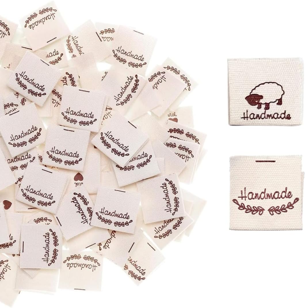 Zasvec 42 Stück Handmade Label zum Annähen aus Stoff Label Nähen ...