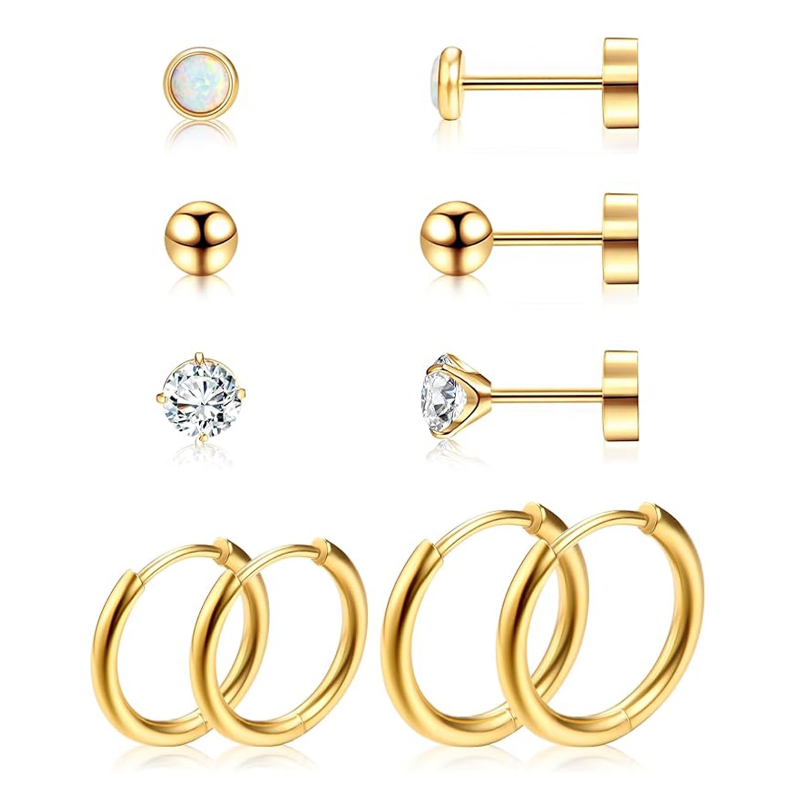 5 Pairs of Medical Stud Earrings Titanium Earrings Women's Surgical ...