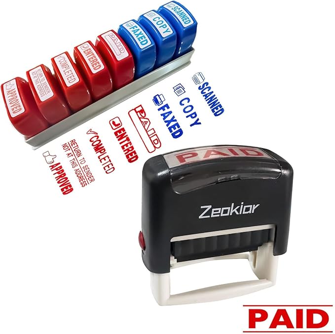 Amazon.com : Office Stamp Set with Paid Self Inking Stamp, 8PCS ...