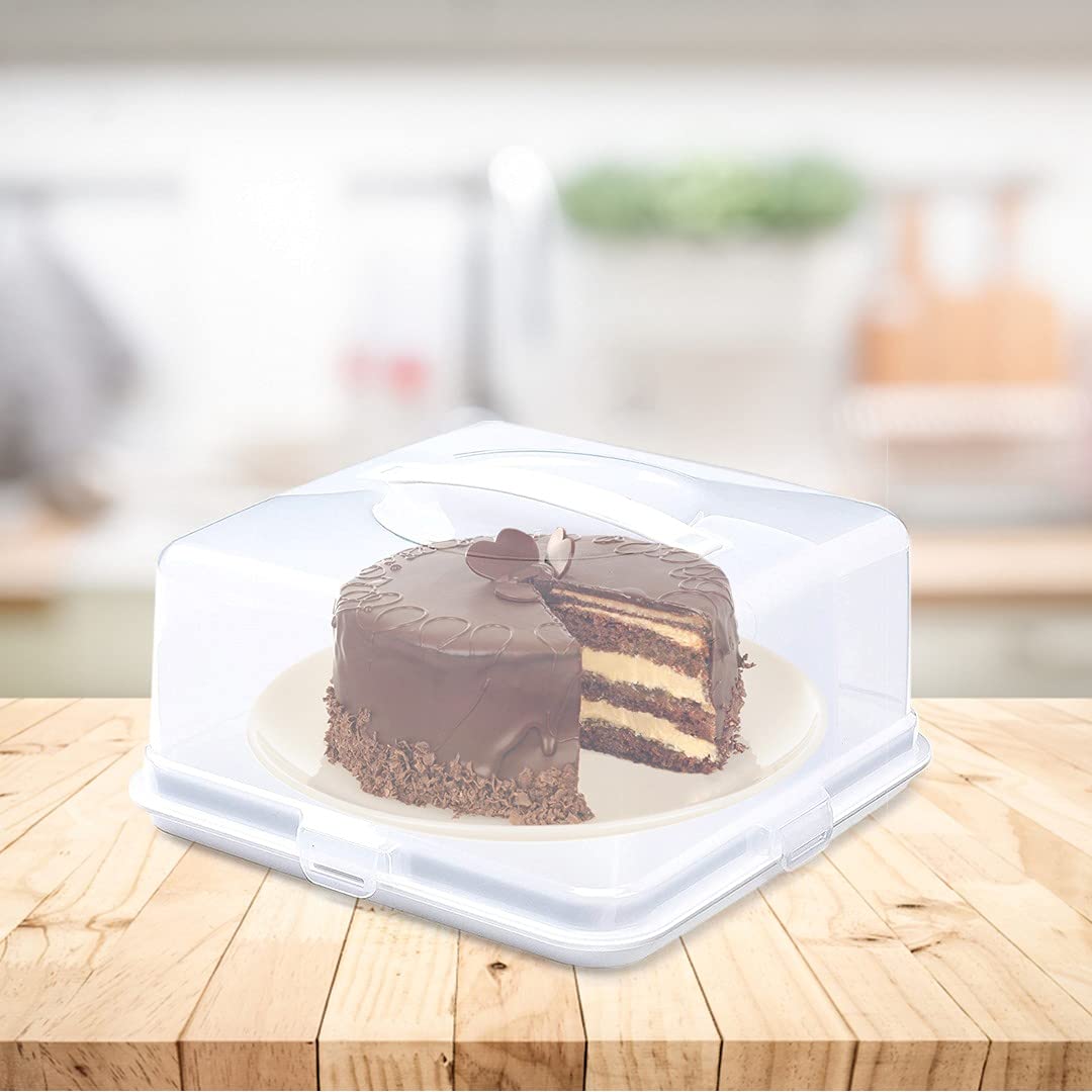 Buy St@llion Plastic Large Square Cake Carrier with Lid Carry Handle ...
