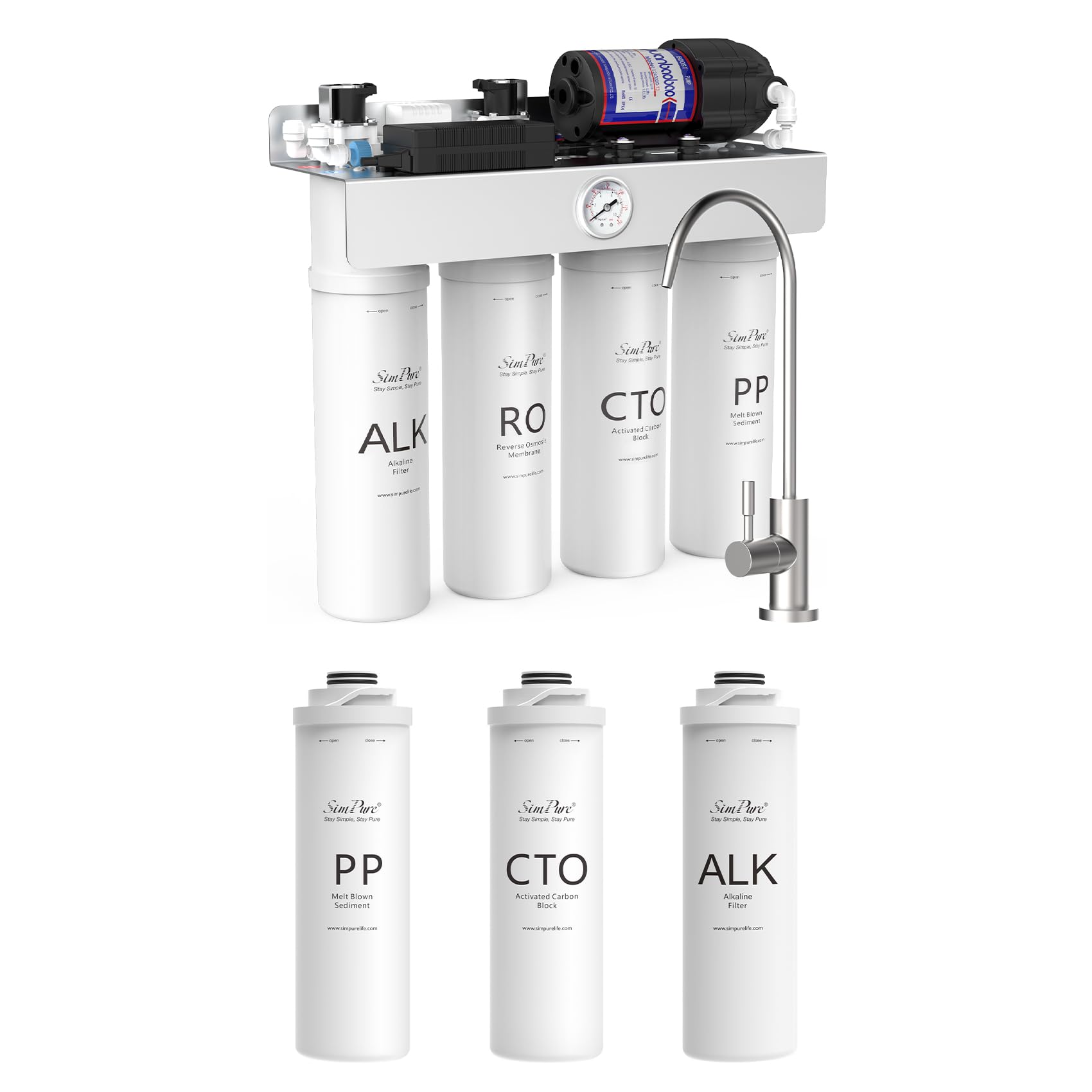 SimPure T1-400ALK Reverse Osmosis System, Comes with Extra 3 ...
