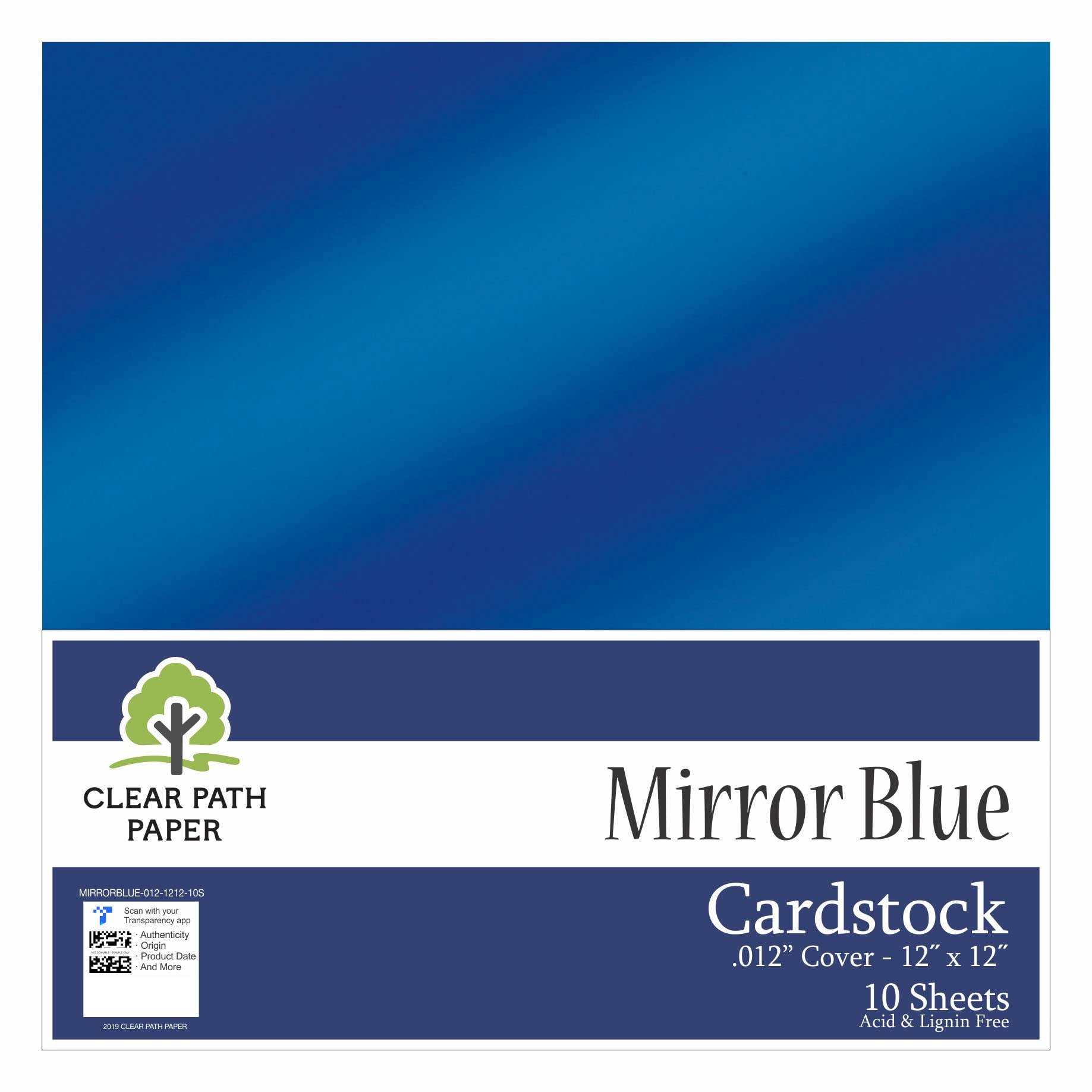 Mirror Blue Cardstock - 12 x 12" / 30,5 cm x 30,5 cm - .012" Thick ...