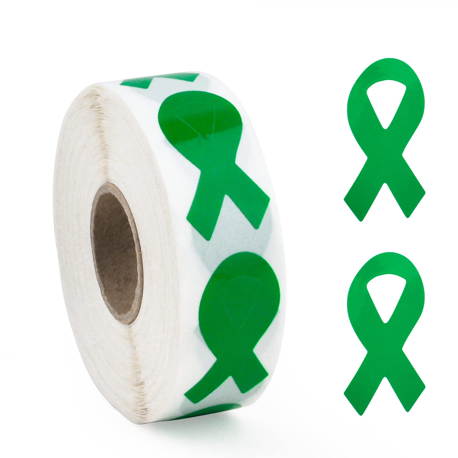 Amazon.com: WANDIC Green Ribbon Sticker, 500 Pcs Green Ribbon Awareness ...