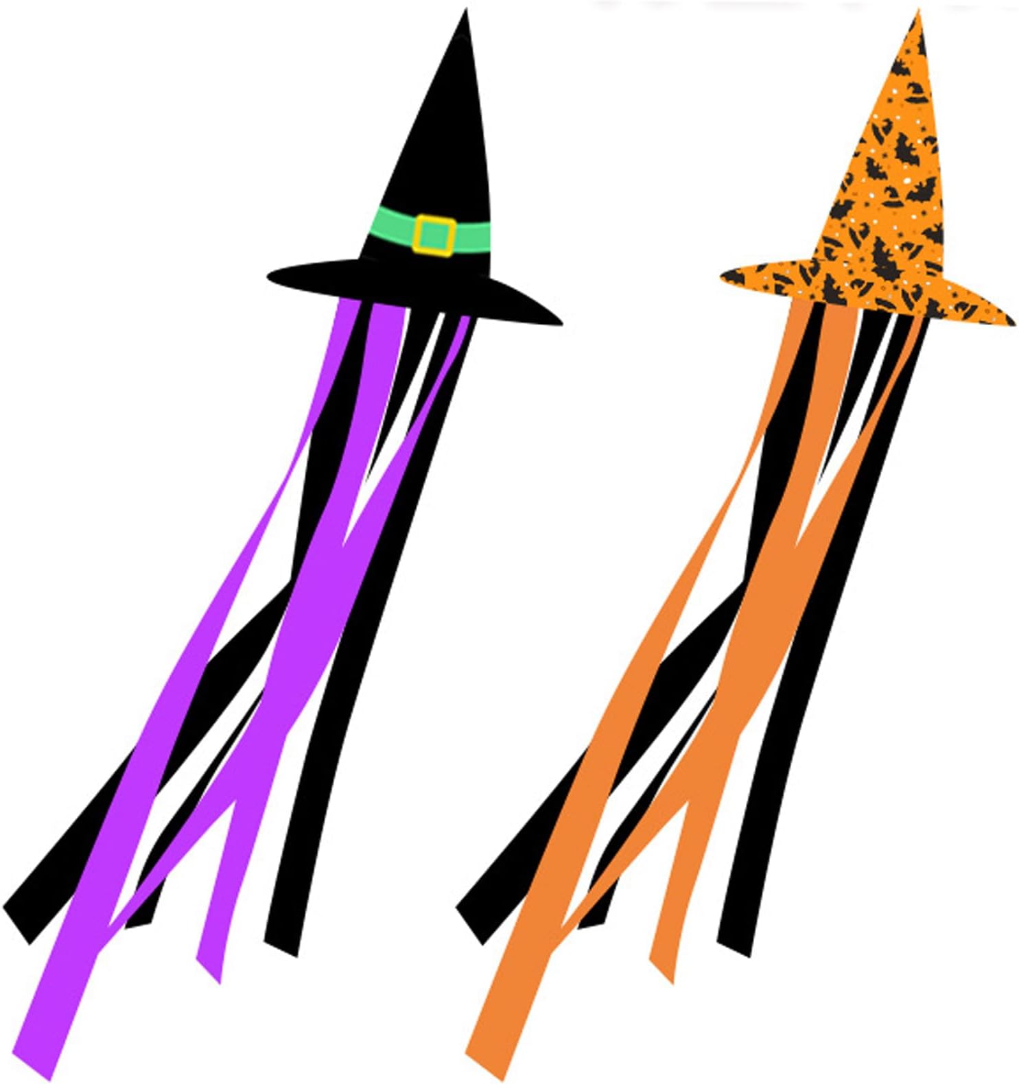 Amazon.com : 2 Pack Halloween Witch Hat Windsock Flag Decorations, 35 ...