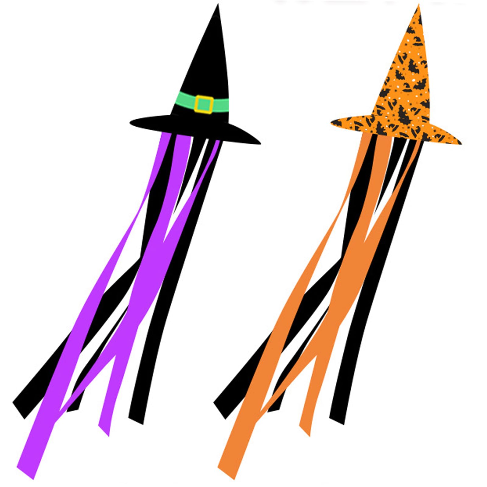 Amazon.com : 2 Pack Halloween Witch Hat Windsock Flag Decorations, 35 ...