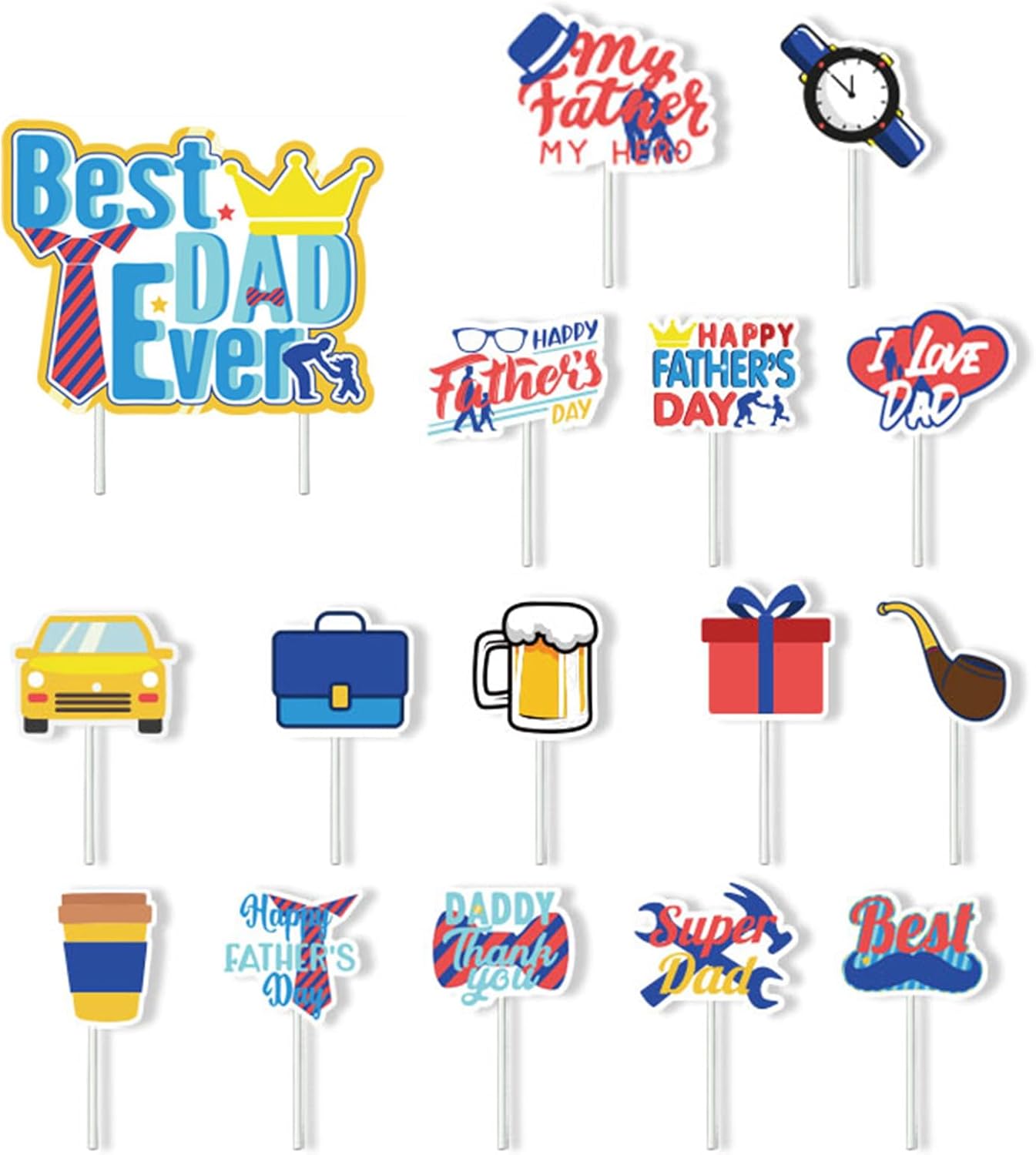 Amazon.com: Hzloyat 48 PCS Father's Day Cupcake Toppers, Happy Fathers ...
