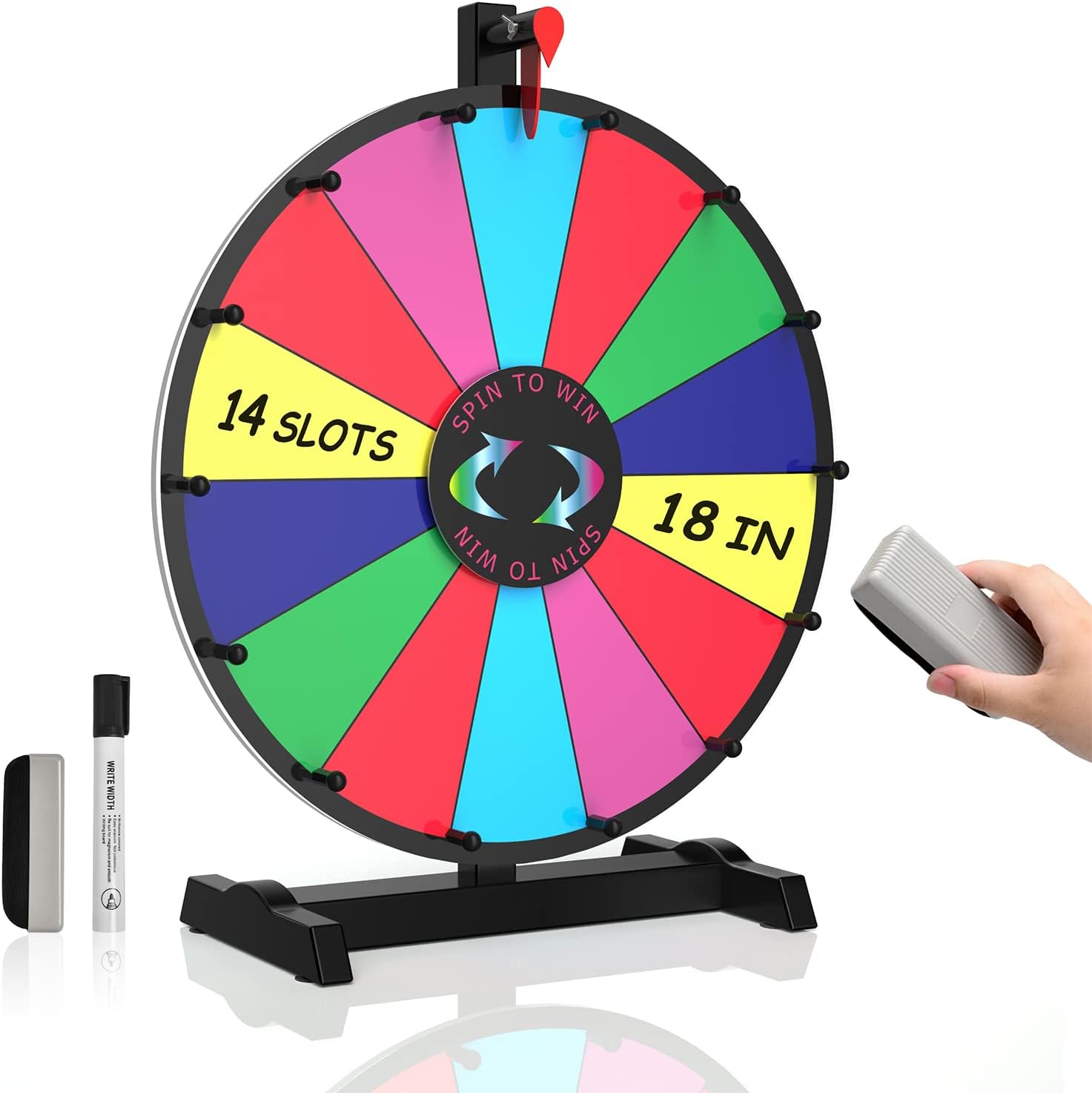 Amazon.com: Hokut 18 inch Spinning Prize Wheel, 14 Color Slots Tabletop ...