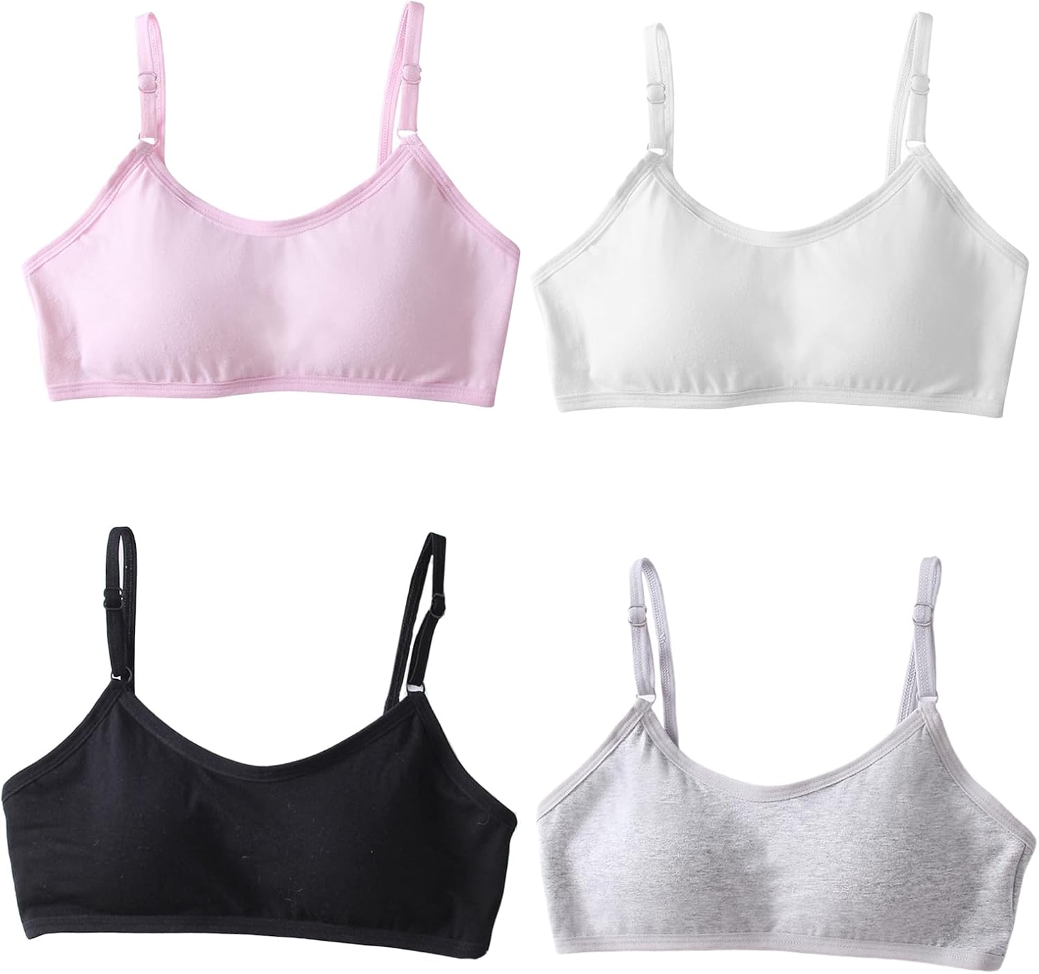 Hocklliy 4 Pack Girls Sports Bra Cotton Training Bra for Kids with ...