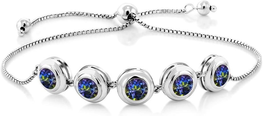 Amazon.com: Gem Stone King 925 Sterling Silver Blue Mystic Topaz Tennis ...