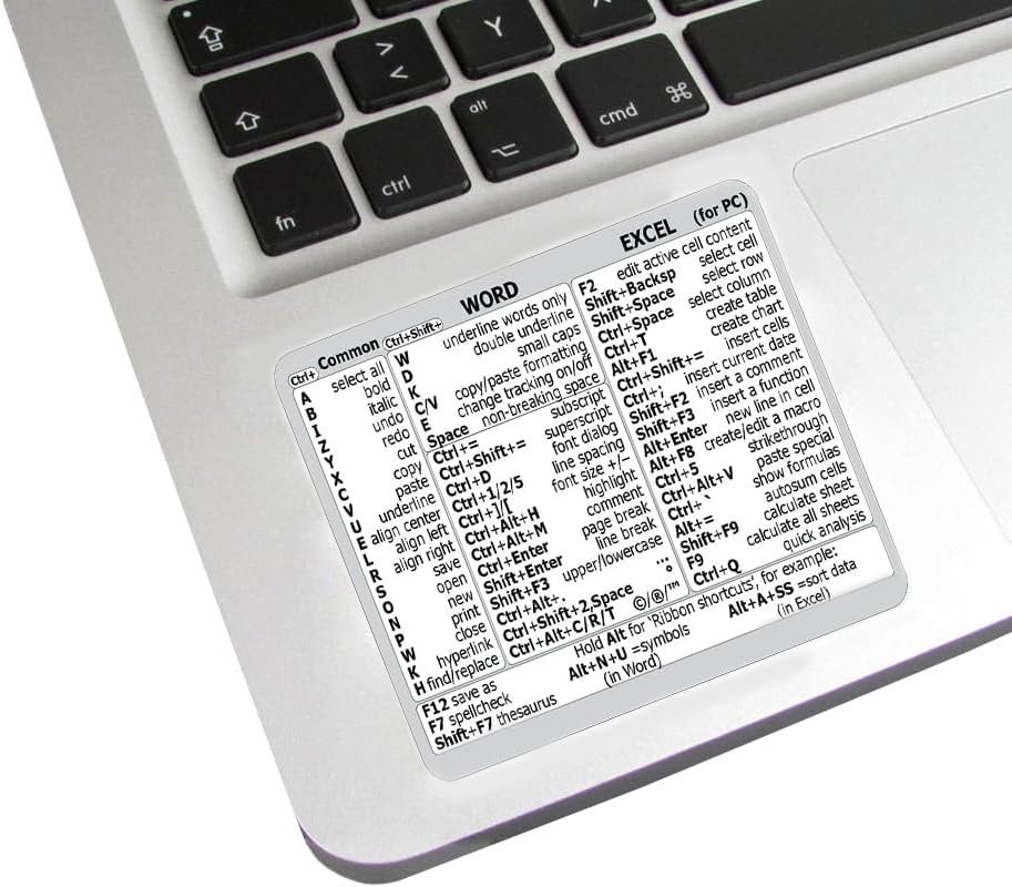 Amazon.com: 2 Pcs Clear Vinyl Quick Reference Keyboard Shortcuts ...