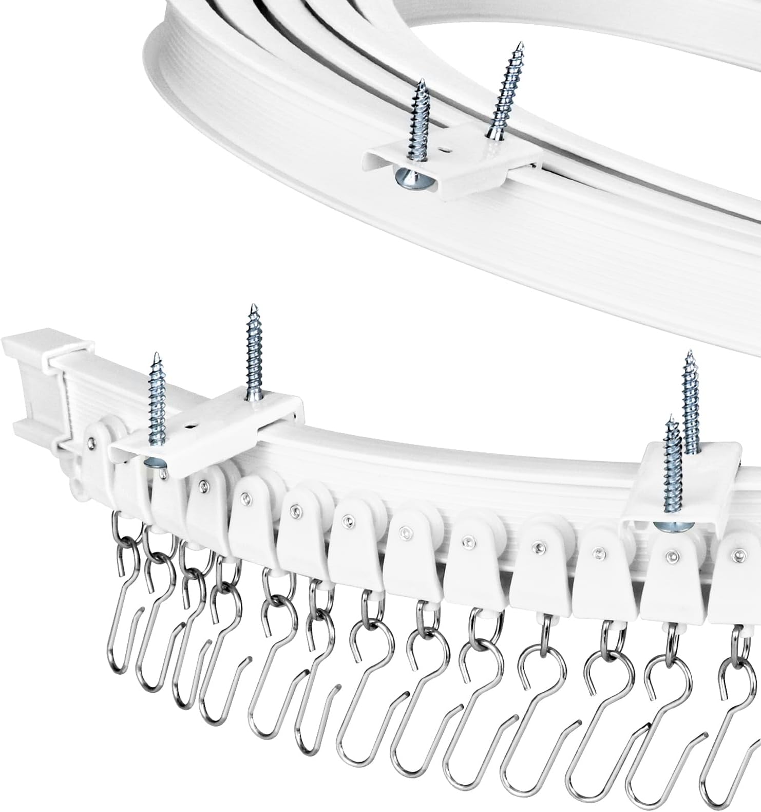 QWORK® Flexible Curtain Rail Kit, 5m/16.5ft Bendable Curtain Track with ...