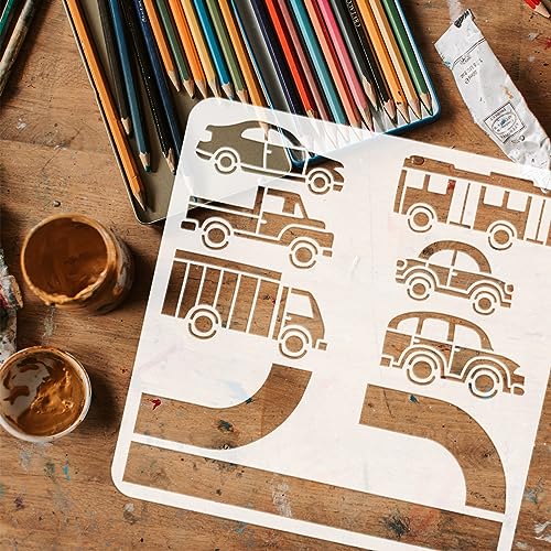 FINGERINSPIRE Transportation Stencil for Painting 30x30cm Reusable Car ...