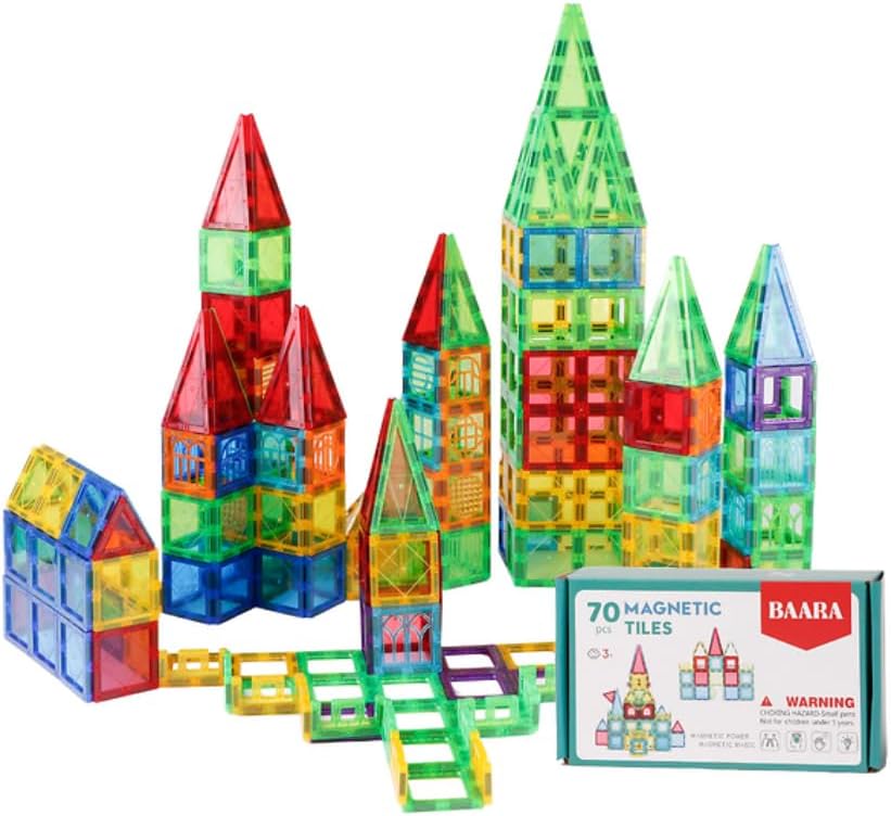 Magnetic Tiles 70 PCS Magnetic Tiles for Kids 100% Magnet Tiles Magic ...