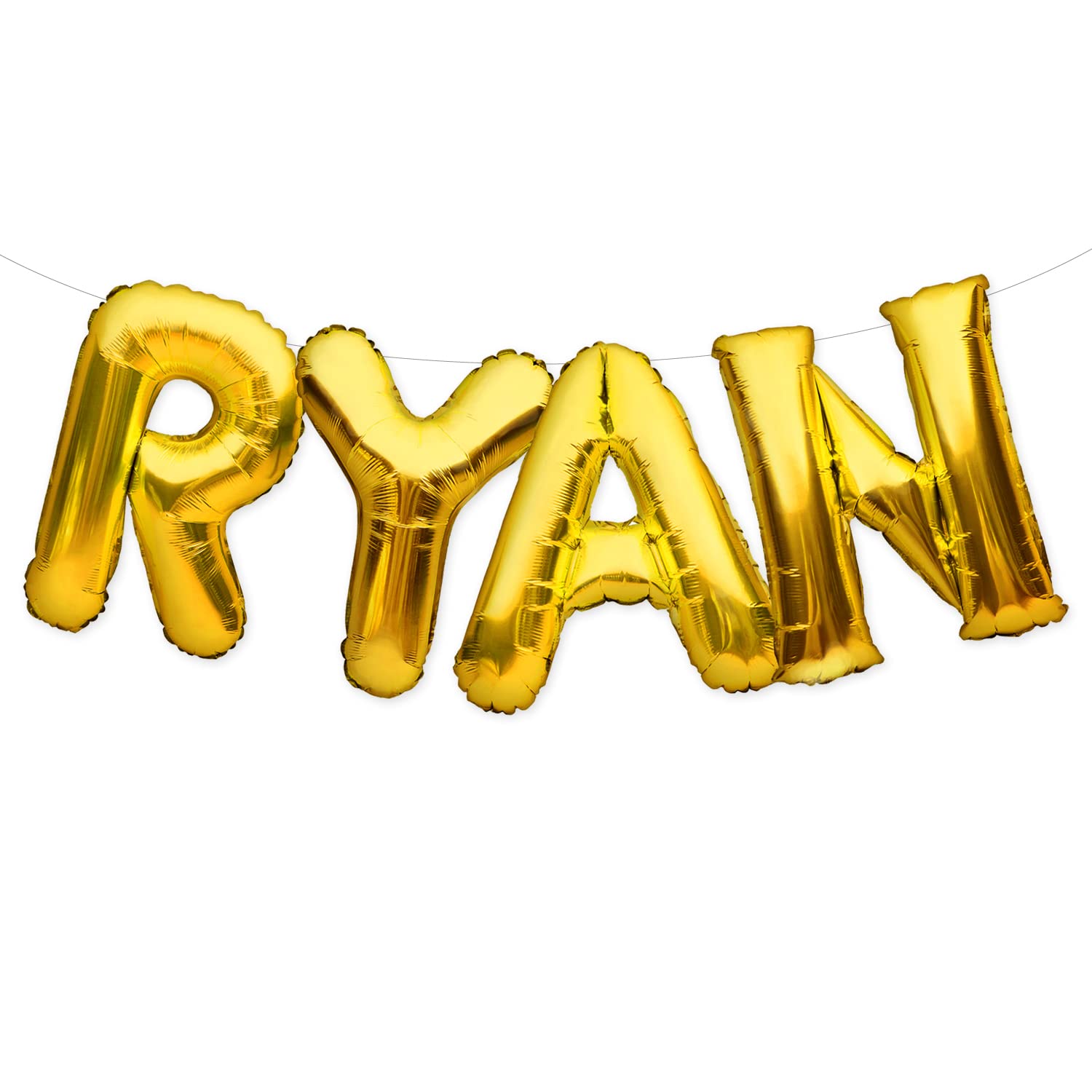 Amazon.com: PartyForever RYAN Balloon Banner Big 16 Inch Gold Foil ...