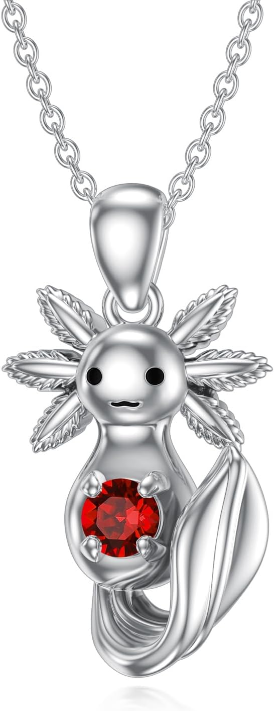 Amazon.com: Hancock 3D Axolotl Necklace Sterling Silver Cute Tiny ...