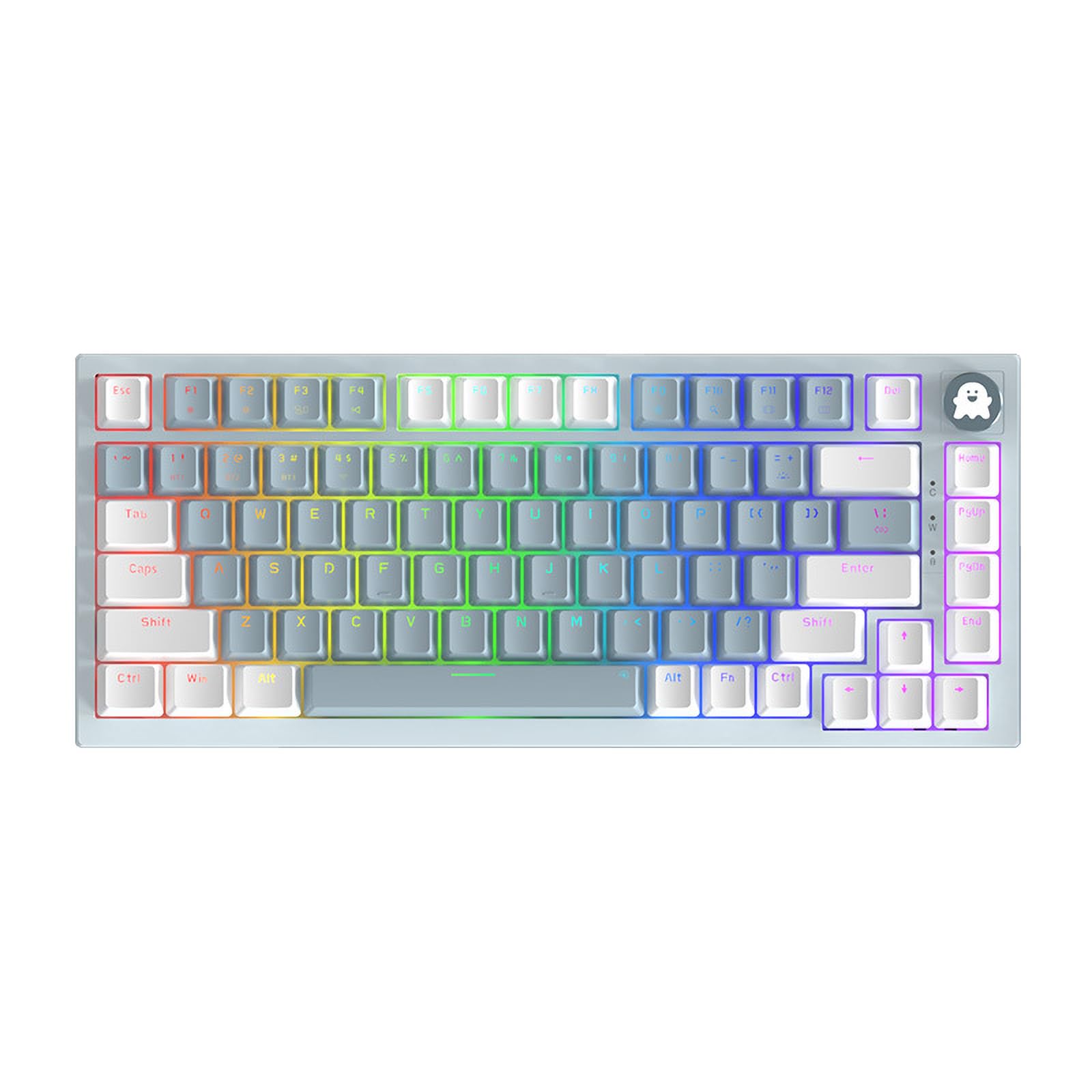 Buy 75% Mechanical Gaming Keyboard with Volume Knob RGB Rainbow LED ...
