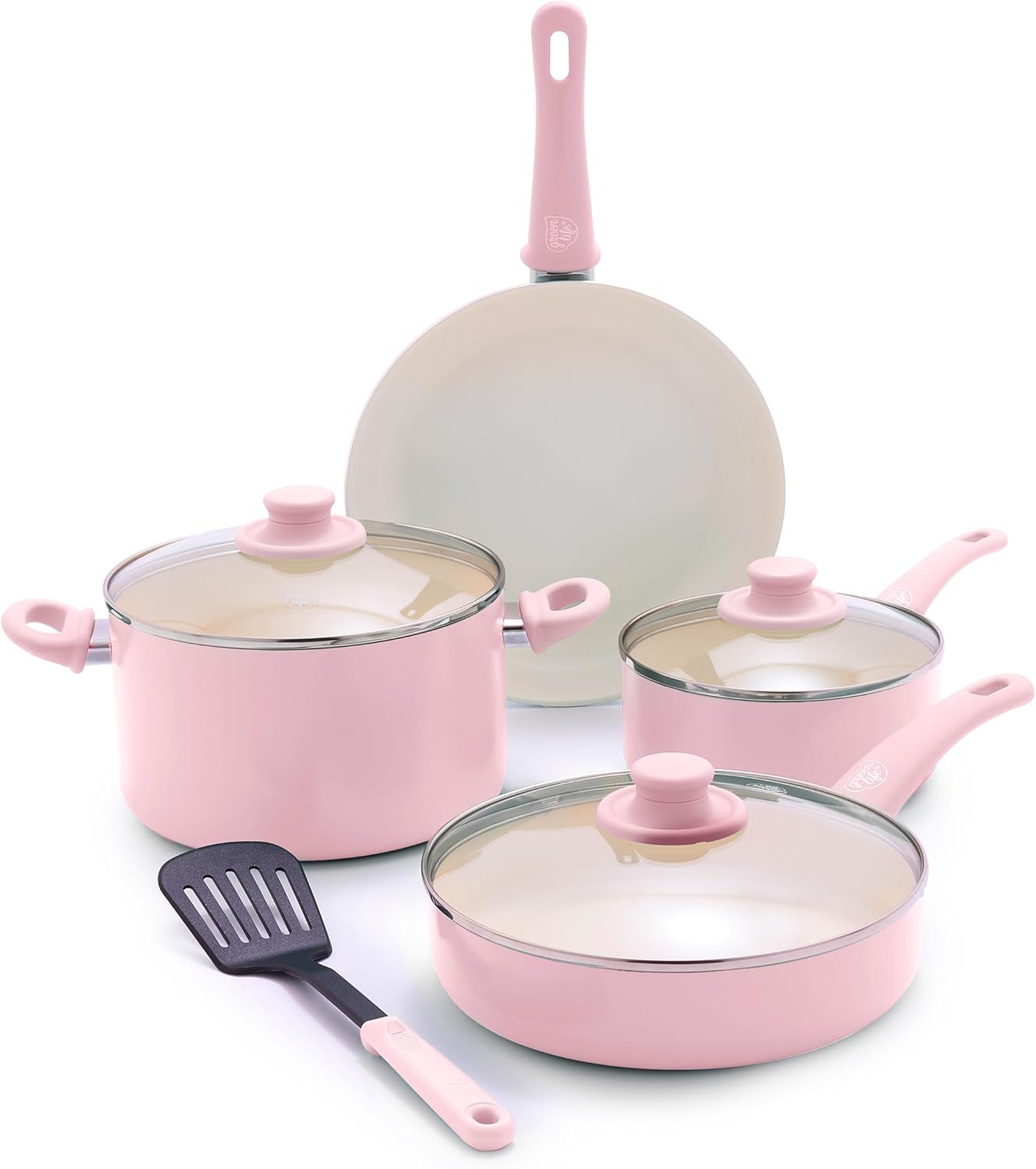GreenLife Soft Grip 8-Piece Cookware Set, Healthy Ceramic Nonstick Pots ...