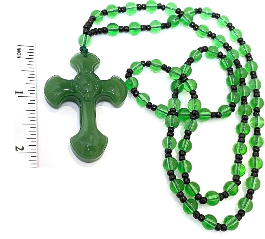 Amazon.com: Luxurious Natural Jade Gemstone Rosary Necklace Prayer ...