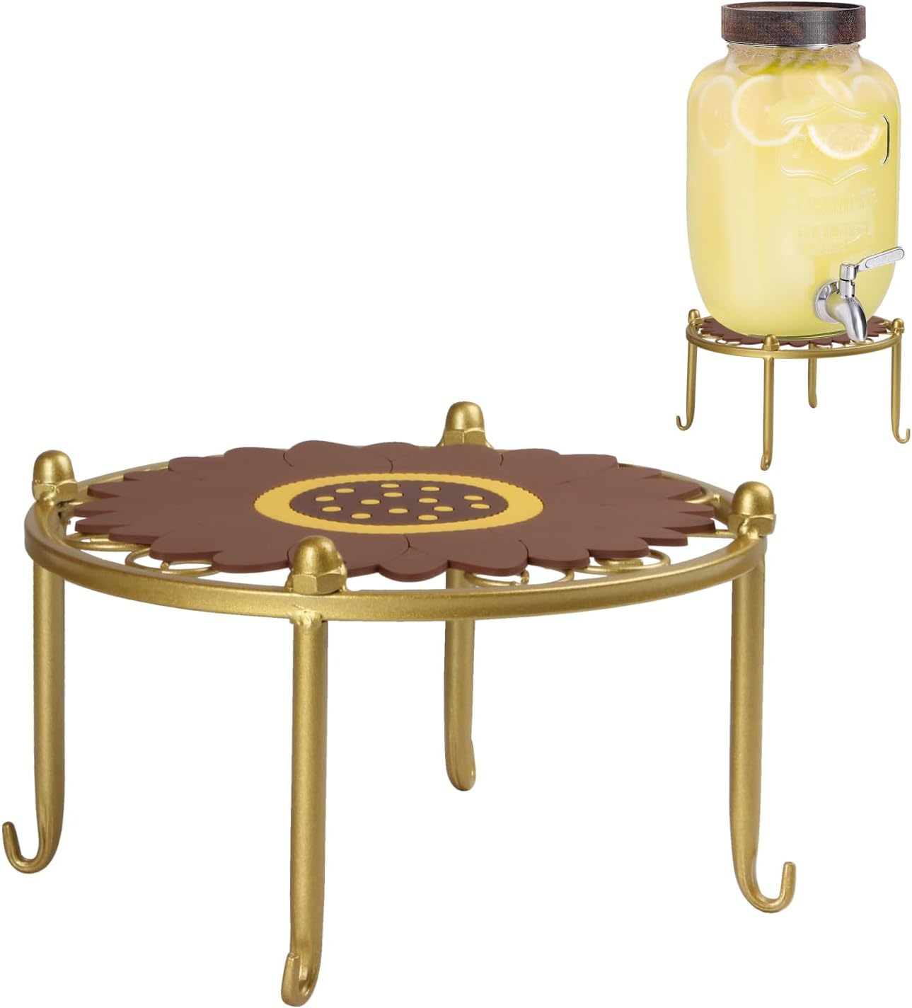 Amazon.com | Kcgani Bamboo Water Beverage Dispenser Stand, 2 Tier Glass ...