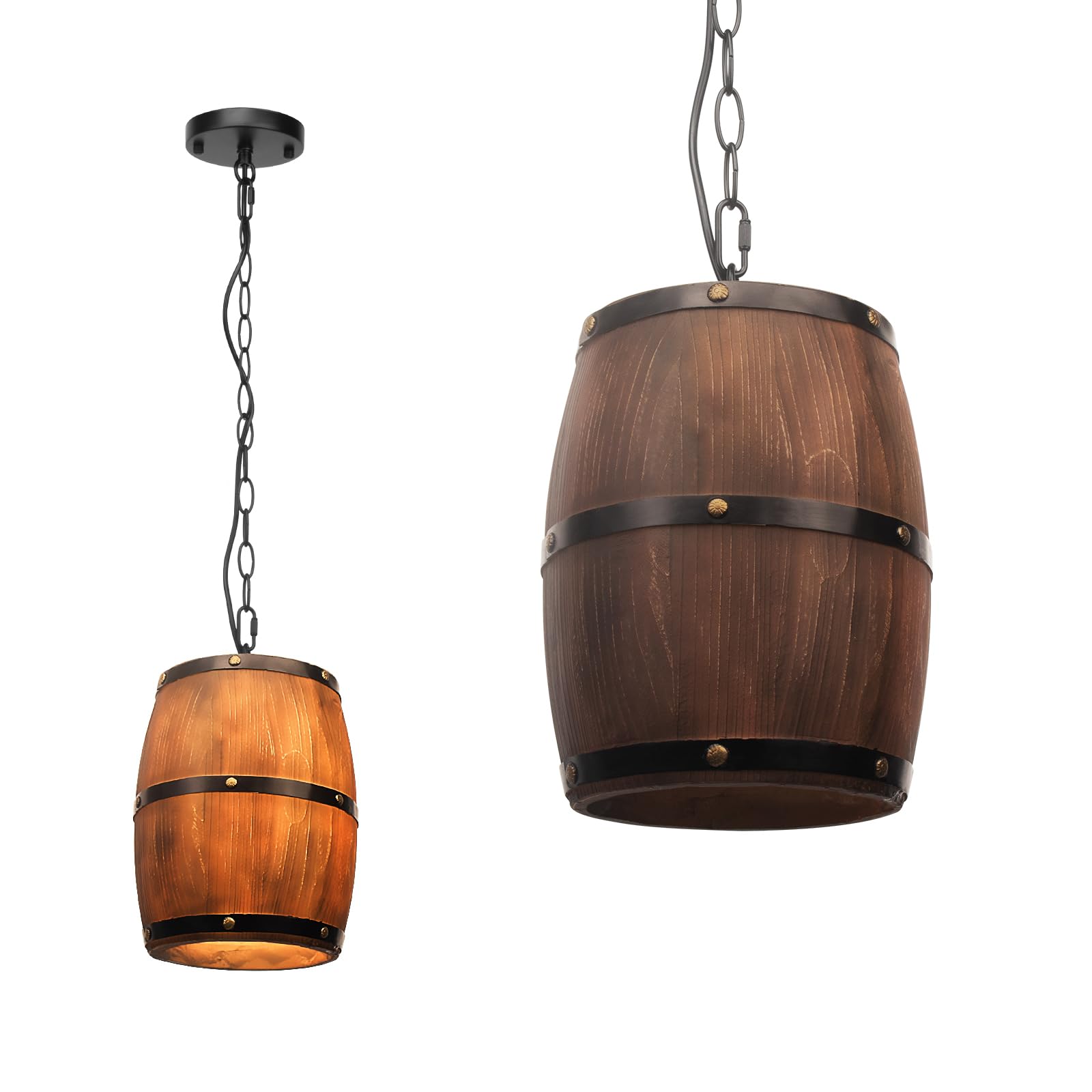 JCPYIUL Vintage Wine Barrel Pendant Light Resin Chandelier Hanging ...