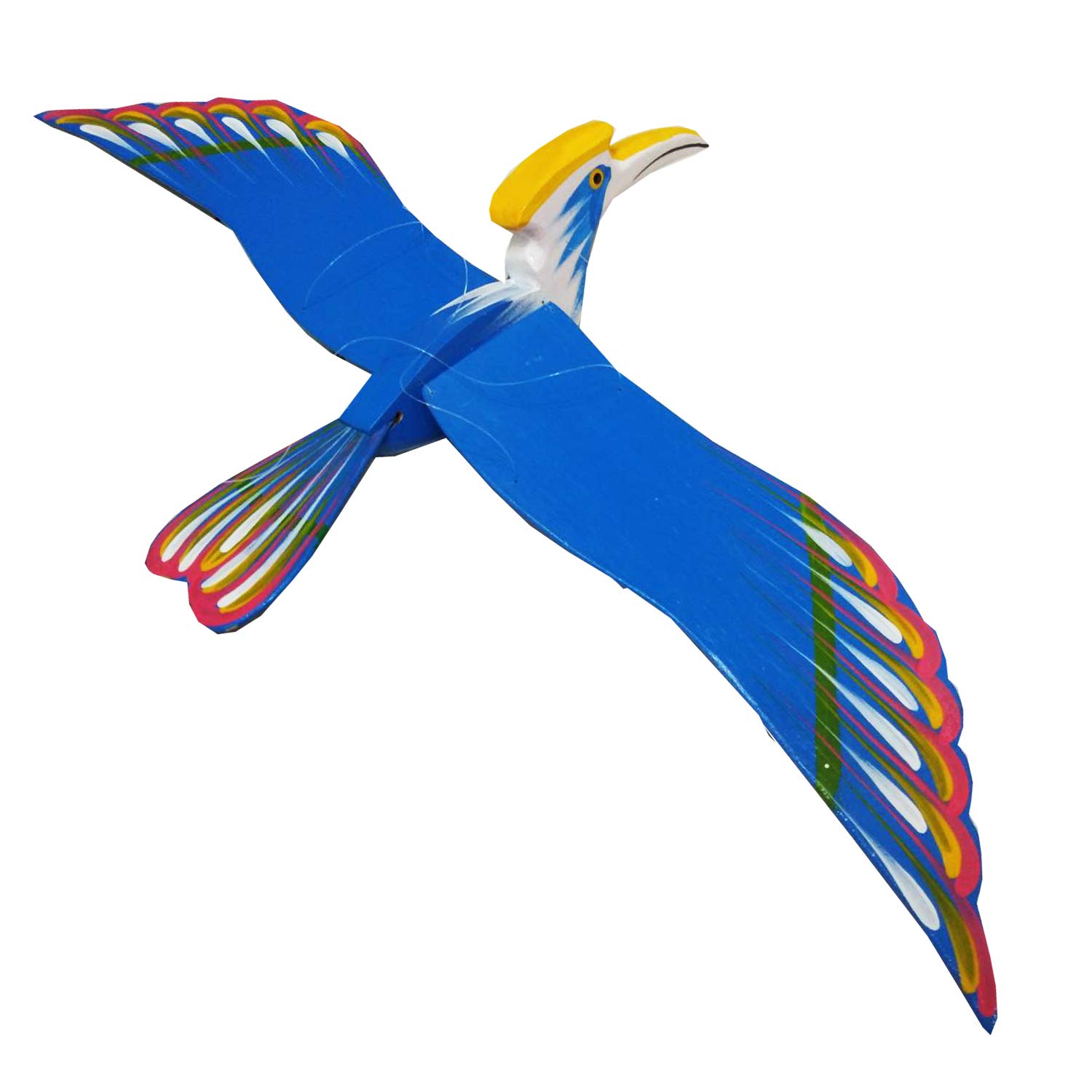 Snapklik.com : Wooden Bird Mobile 23" Blue Hornbill Hand Made Painted ...