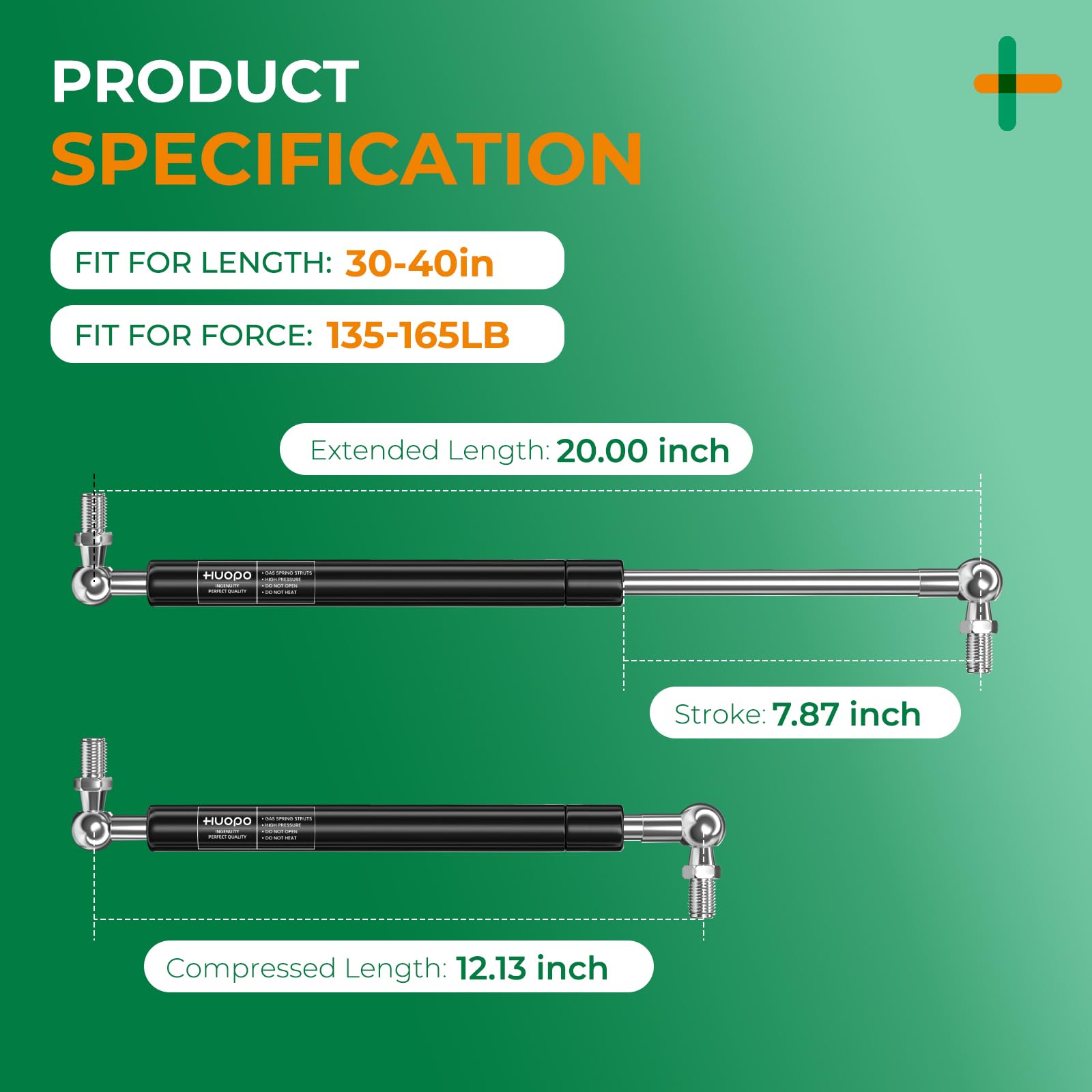 Snapklik.com : HUOPO 20 Inch Gas Struts For Heavy Lid, 150lb/667N Lift ...