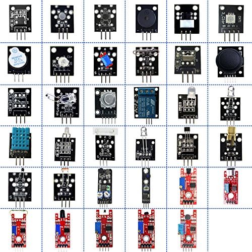 Amazon.com: 35 in 1 Sensor Module Robot Projects Starter Kit Box for ...