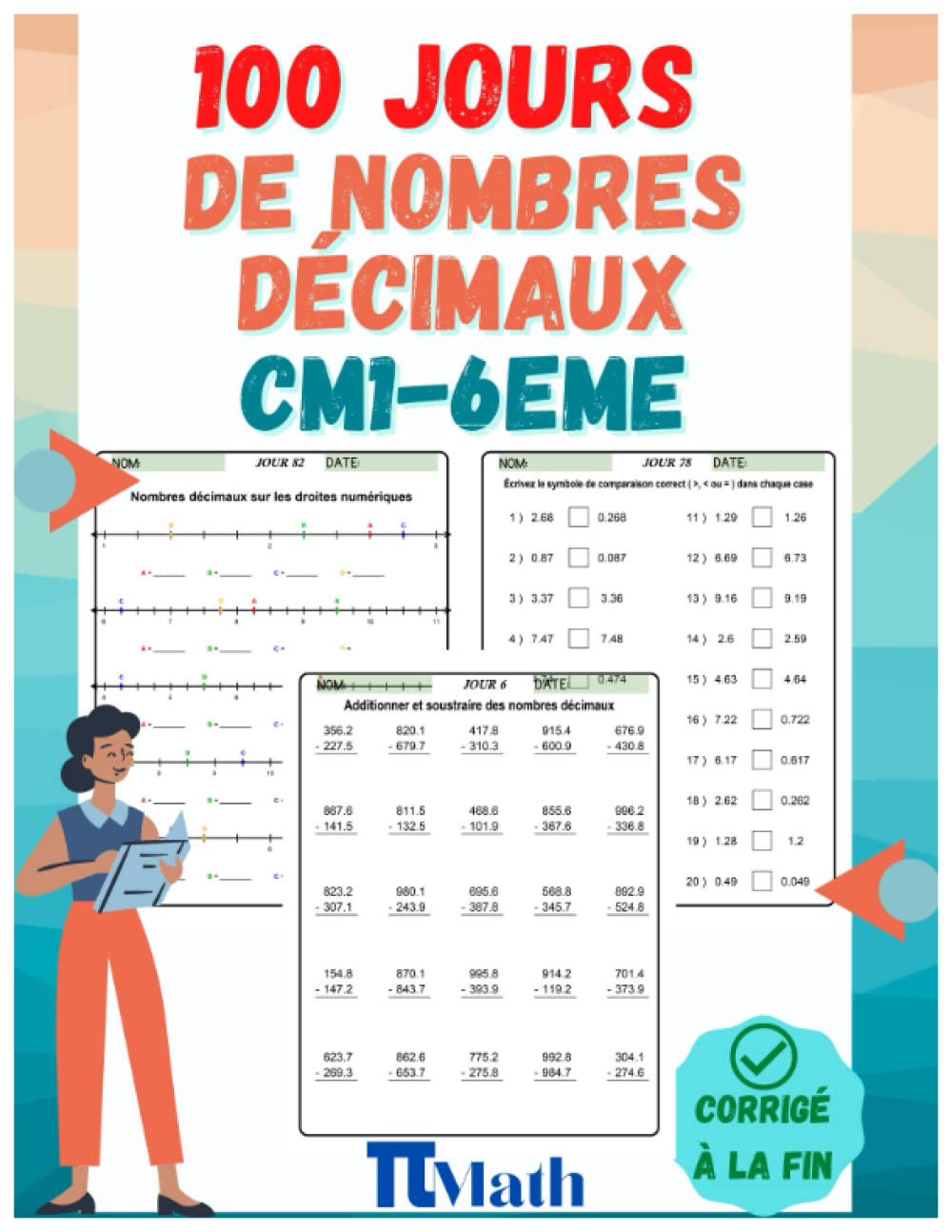 Les Nombres Decimaux 100 Jours Dexercices Cm1 6eme Cahier Dexercices ...