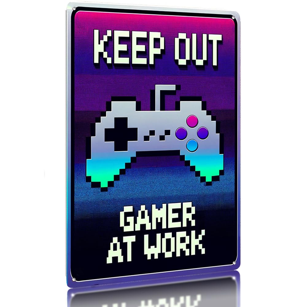 Amazon.com : Gaming Room Matal Poster "Keep Out Gamer at Work" - Gamer ...
