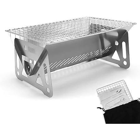 Amazon.com: Mini Portable Charcoal Grill,Small BBQ Grill Tabletop Fire Pit for Camping Patio ...