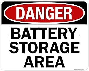 Amazon.com: Danger Battery Storage Area Sign, 24x30 Inches, Rust Free ...