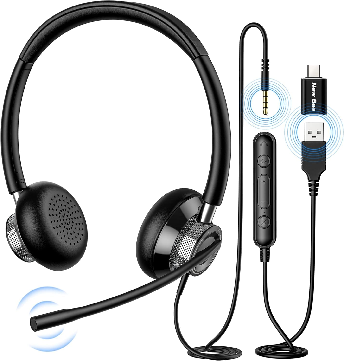 New bee USB Headset with Microphone, PC Headset for Laptop Business ...