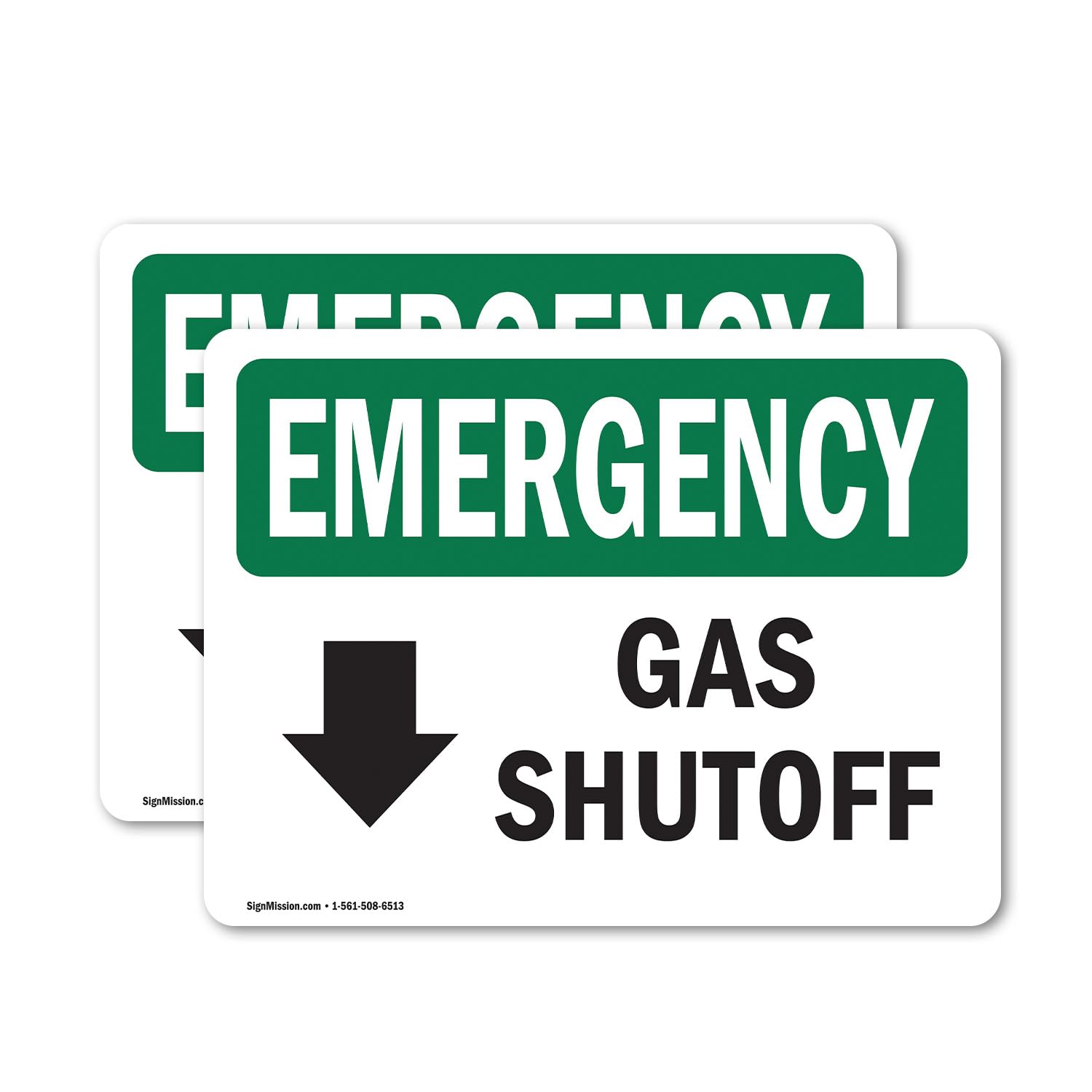 Amazon.com: (2 Pack) Gas Shutoff [Down Arrow] With Symbol OSHA ...