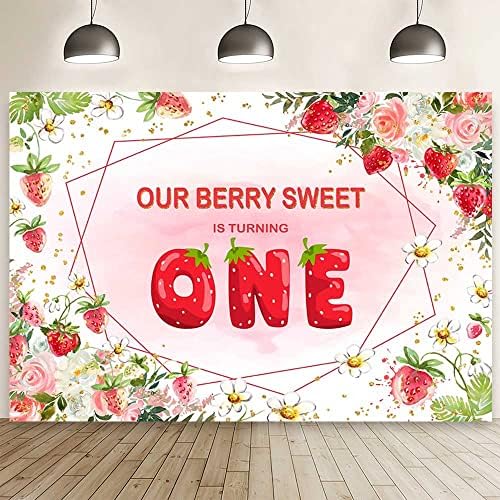 Amazon.com : MEHOFOND 7x5ft Strawberry Backdrop for Girl 1st Birthday ...