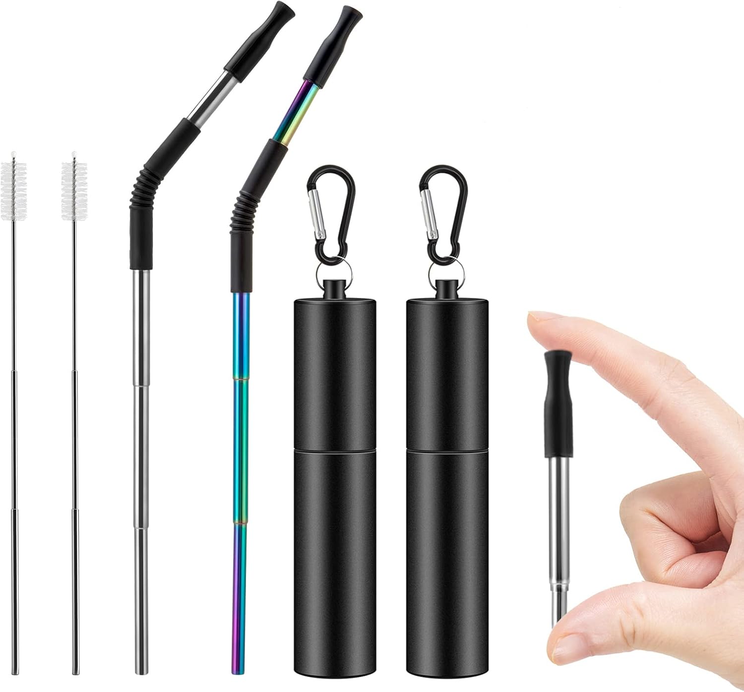 Amazon.com: 2 Pack of portable reusable straws with soft silicone ...