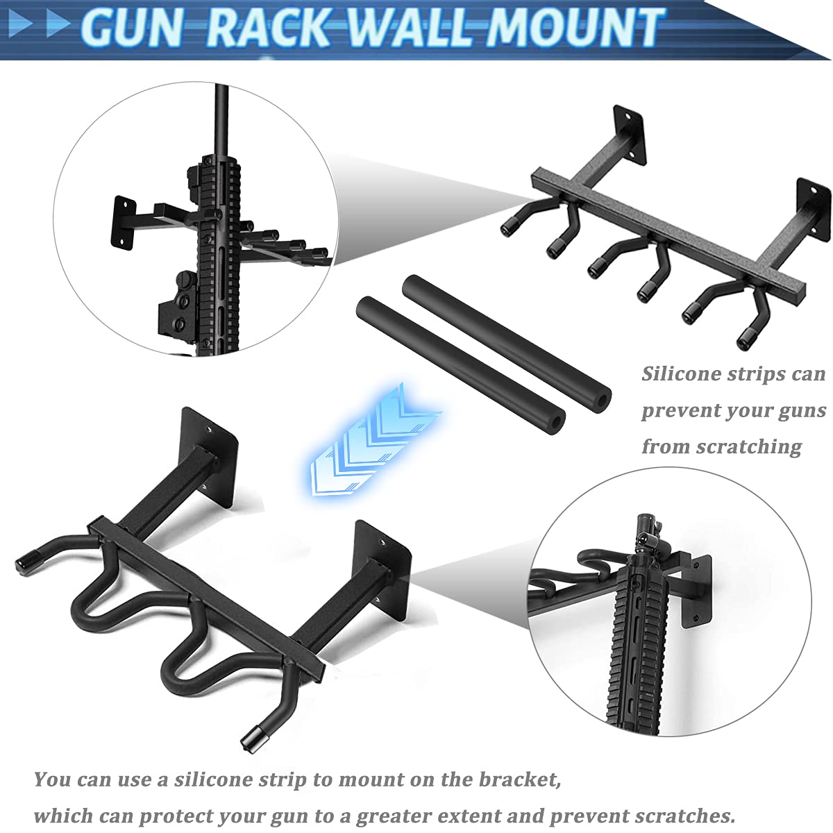 Buy Nswern Gun Rack Wall Mount 2x3-slot Gun Free-Standing Rifle Rack ...