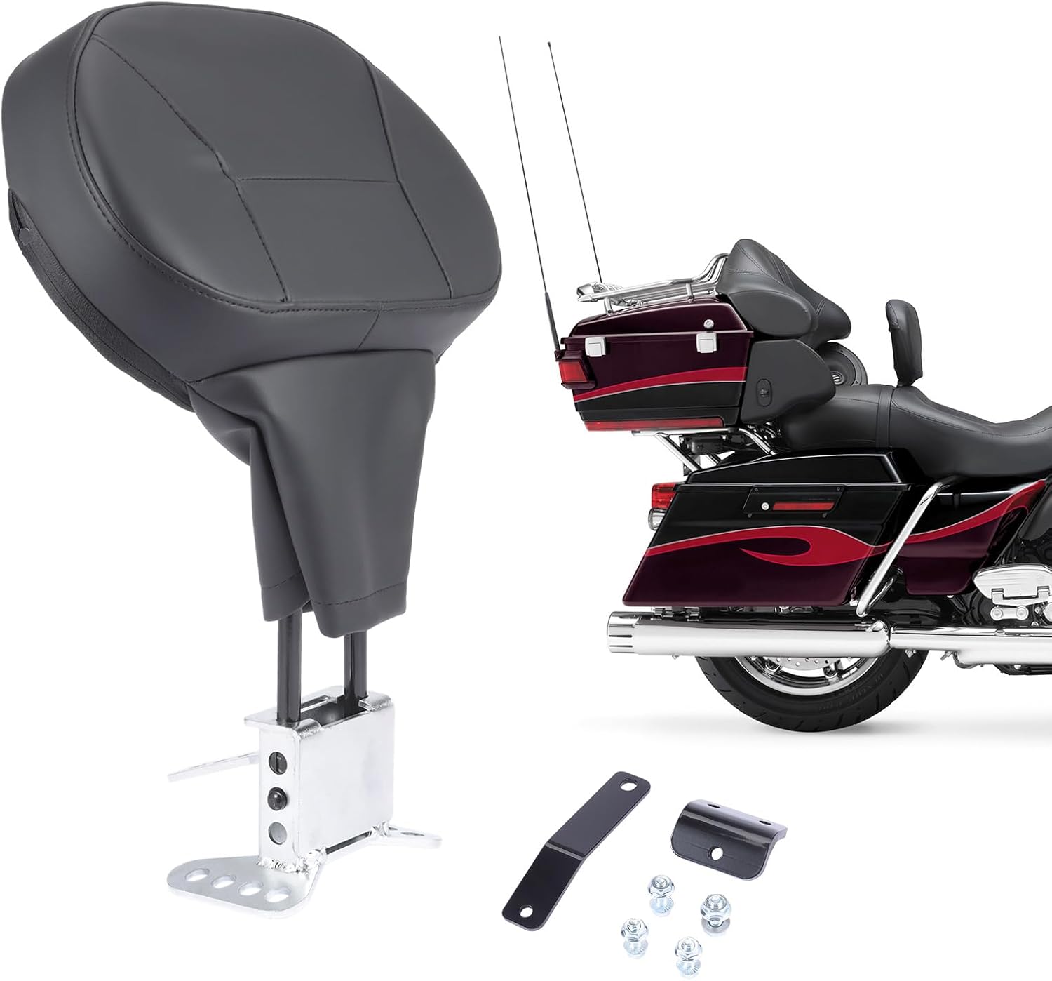 Amazon.com: Bravema Motorcycle Detachable Driver Backrest, Adjustable ...