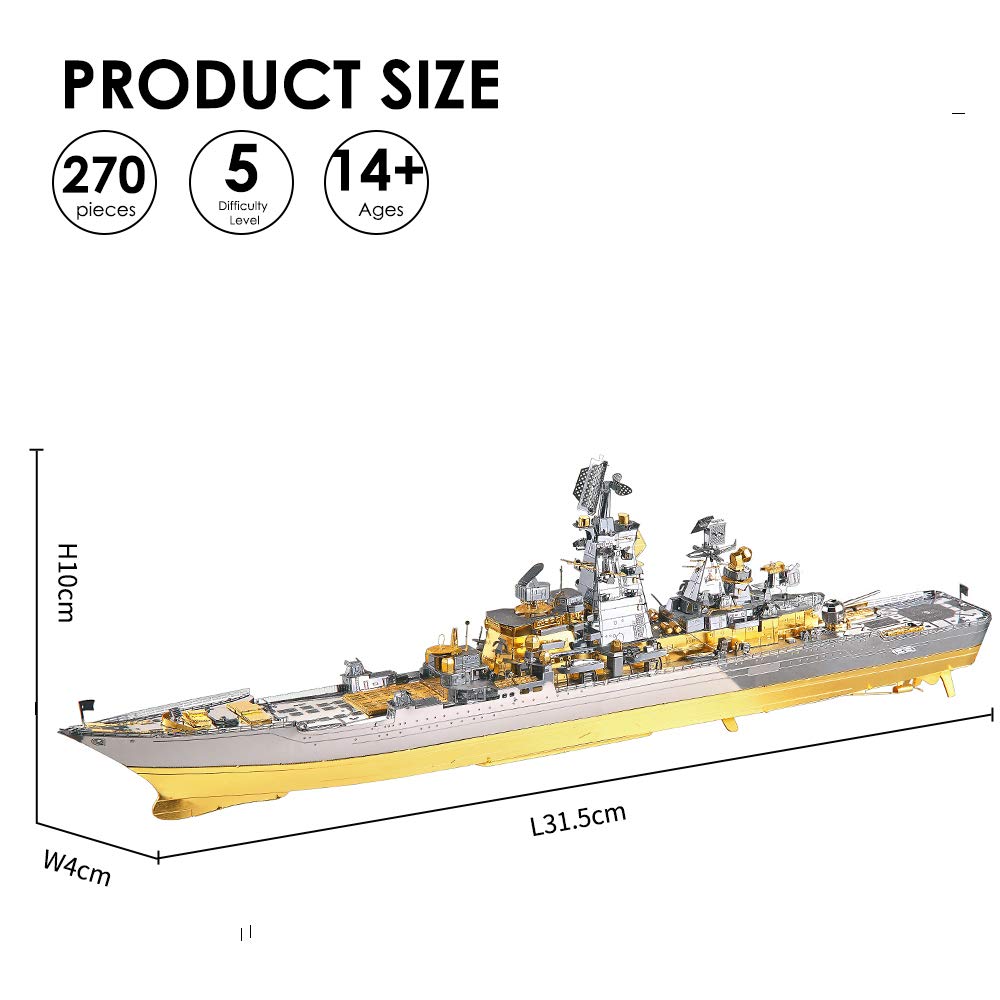 Piececool 3D Metal Puzzles for Teens, Russian Battlecruiser Pyotr ...